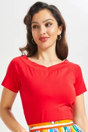 MODCLOTH Ready For A Roman Holiday Short Sleeve Top Red
