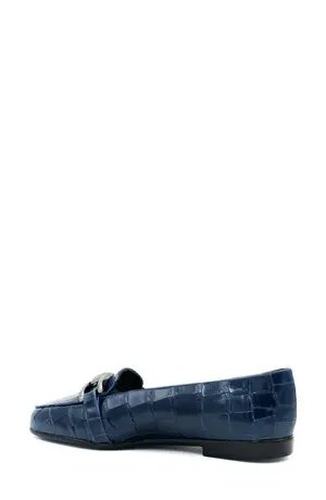 AMALFI BY RANGONI Occhiello Croc Embossed Leather Flat - Notte