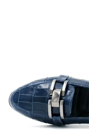 AMALFI BY RANGONI Occhiello Croc Embossed Leather Flat - Notte