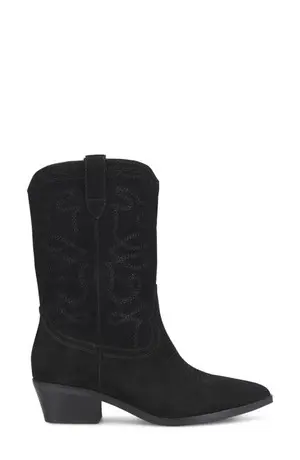 SOFFT Carolynn Western Boots With Embroidered Detail And Block Heel - Black