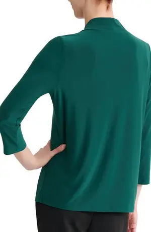 KASPER Knot Front V-neck Top - Evergreen
