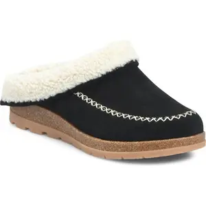 COMFORTIVA Lucy Genuine Shearling Slipper Black/beige