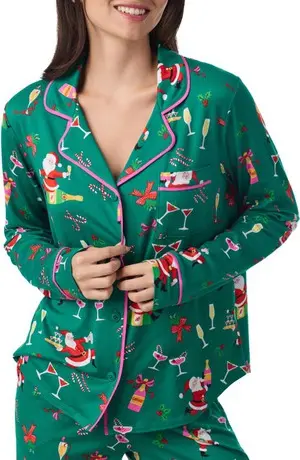 ROOM SERVICE Print Pajamas - Green Print