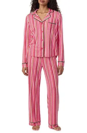 ROOM SERVICE Print Pajamas - Red Multi Stripe