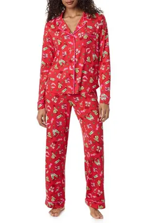ROOM SERVICE Print Pajamas - Red Novel