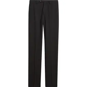 Berle Flat Front Tropical Weight Stretch Wool Dress Pants - Charcoal