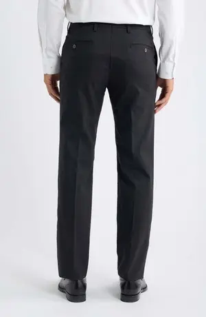 Berle Flat Front Tropical Weight Stretch Wool Dress Pants - Charcoal