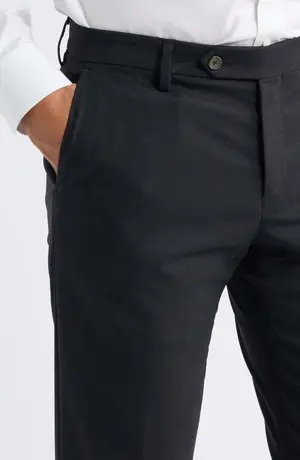 Berle Flat Front Tropical Weight Stretch Wool Dress Pants - Charcoal
