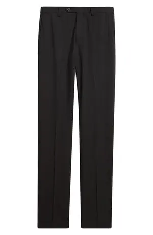 Berle Flat Front Tropical Weight Stretch Wool Dress Pants - Charcoal