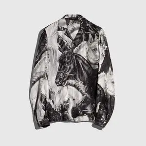 Gucci Printed Gg Silk Twill Jacquard Shirt