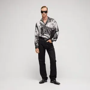 Gucci Printed Gg Silk Twill Jacquard Shirt