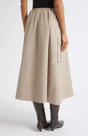 TOCCIN Elodie Drawstring Cargo Midi Skirt - Taupe