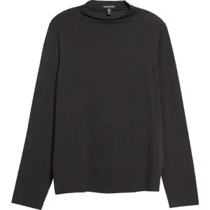 Eileen Fisher Funnel Neck Long Sleeve Top Black