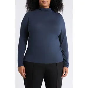 Eileen Fisher Funnel Neck Long Sleeve Top - Maritime
