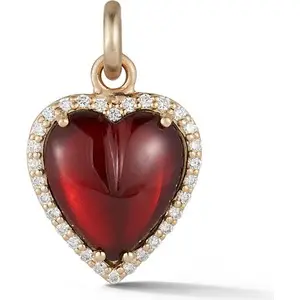 STORROW Alana Heart Charm With White Diamonds And - Garnet