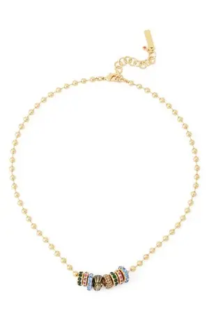 Kurt Geiger Eagle Head & Gemstone Rondelle Ball Chain Necklace