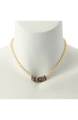 Kurt Geiger Eagle Head & Gemstone Rondelle Ball Chain Necklace