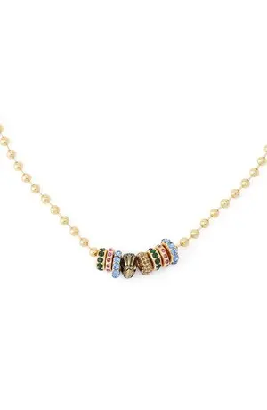 Kurt Geiger Eagle Head & Gemstone Rondelle Ball Chain Necklace
