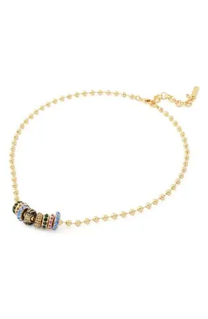 Kurt Geiger Eagle Head & Gemstone Rondelle Ball Chain Necklace