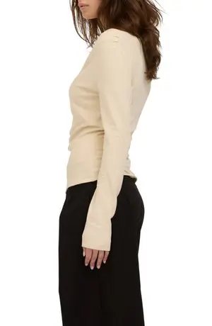 PROJECT SOCIAL T Asymmetric Neck Long Sleeve Top - Cream