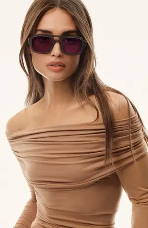 Quay Why Not 54mm Aviator Sunglasses - Charcoal/iris