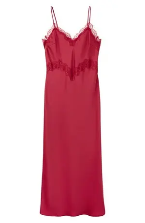 Mango Lace Trim Satin Slipdress