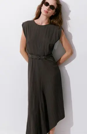 Mango Belted Sleeveless Asymmetric Dress