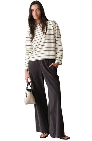 Marine Layer Allison Twill Wide Leg Trouser Pants