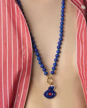 TEN THOUSAND THINGS Lapis And Coral Evil Eye Charm