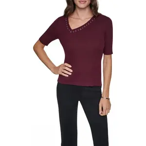 Dkny Grommet Rib Sweater Cabernet
