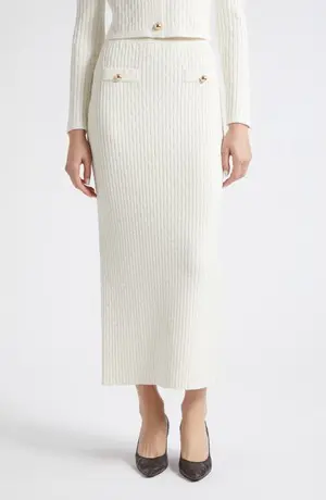 TOCCIN Milla Ribbed Midi Skirt - Ivory