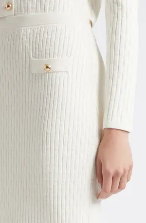 TOCCIN Milla Ribbed Midi Skirt - Ivory