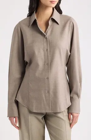 BOSS Slim Fit Flannel Button-up Shirt - Bisque Melange