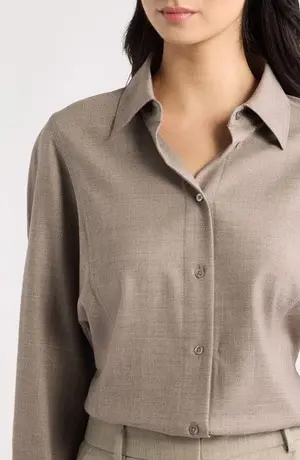 BOSS Slim Fit Flannel Button-up Shirt - Bisque Melange