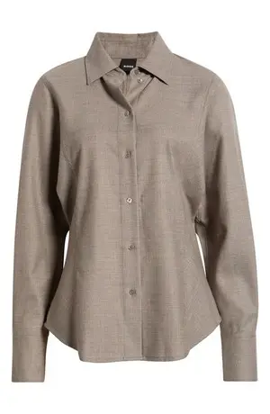 BOSS Slim Fit Flannel Button-up Shirt - Bisque Melange