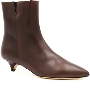 AMALFI BY RANGONI Amaretto Pointed Toe Leather Bootie - Caoba