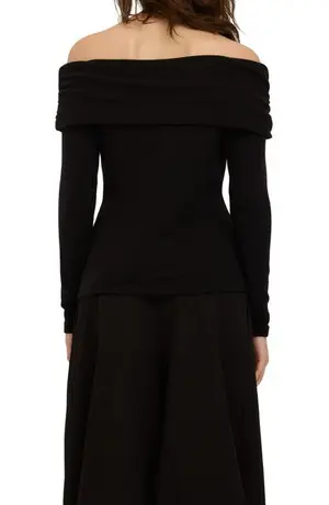 PROJECT SOCIAL T Studio City Foldover Off The Shoulder Top - Black