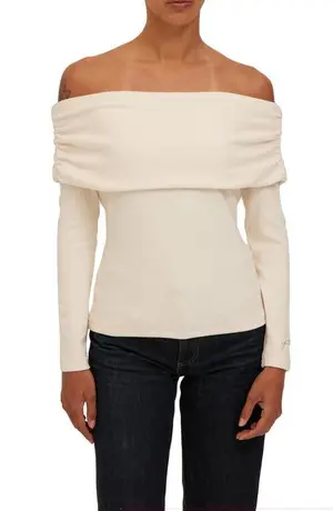 PROJECT SOCIAL T Studio City Foldover Off The Shoulder Top Cream