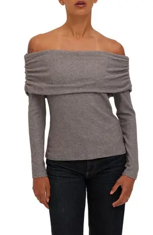 PROJECT SOCIAL T Studio City Foldover Off The Shoulder Top Htgrey