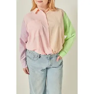 English Factory Striped Color Block Button-up Shirt - Multi