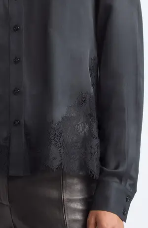 TOCCIN Toni Button Down Shirt With Lace Hem