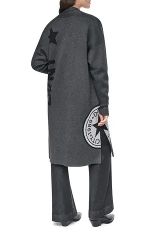 Dkny Metallic Oversize Open Front Cardigan - Asphalt