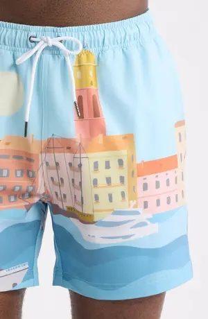 MAVRANS St. Tropez" Swim Trunks With Coastal Print
