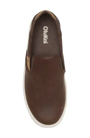 Olukai Lae'ahi 'ili Leather Slip-on Sneakers - Dark Java/dark Java