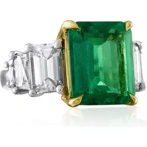 MINDI MOND Icon 18k Gold & Emerald & Diamond Ring - Platinum