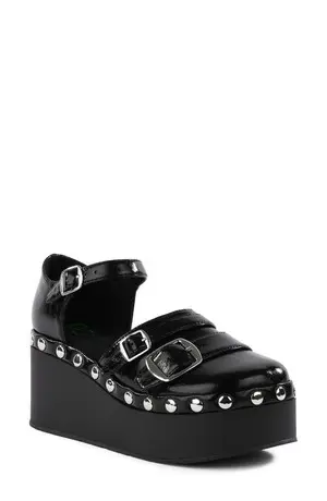Bc Footwear Story Of My Life Faux Leather Flatform Sandal - Black
