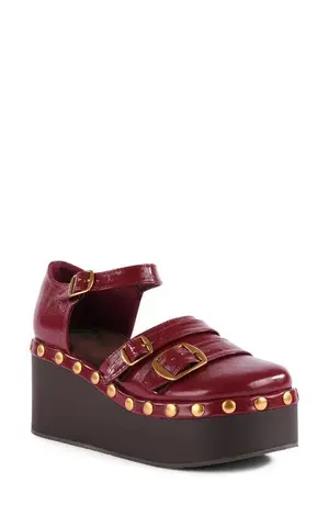 Bc Footwear Story Of My Life Faux Leather Flatform Sandal - Burgundy