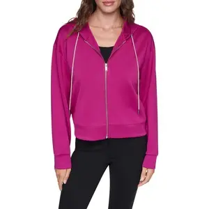 Dkny Chain Cord Front Zip Hoodie Raspberry
