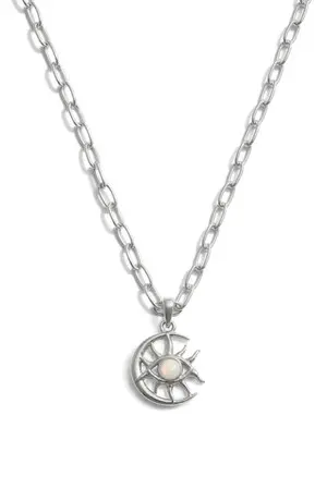 AWE INSPIRED Cosmic Moon Eye Pendant Necklace - Metallic Silver
