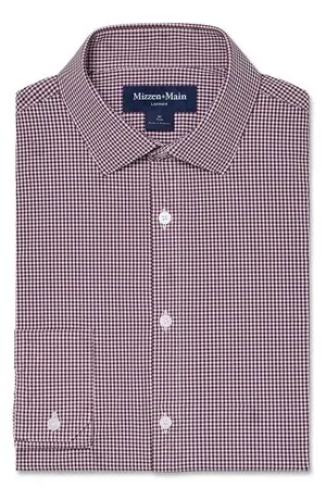 Mizzen+main Leeward Trim Fit Gingham Performance Button-up Shirt - Merlot Peter Gingham